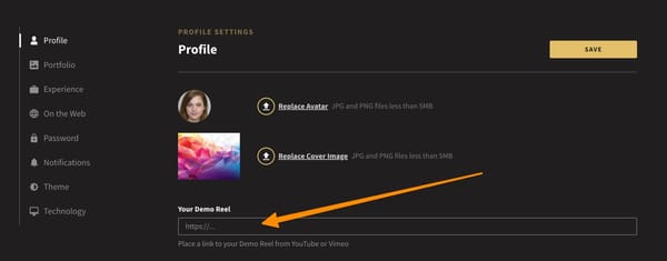 Adding a Demo Reel to your profile